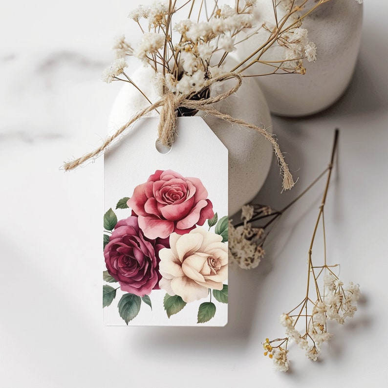 Burgundy & Cream Roses Clipart, Watercolor Roses, Roses Clipart, Blush ...