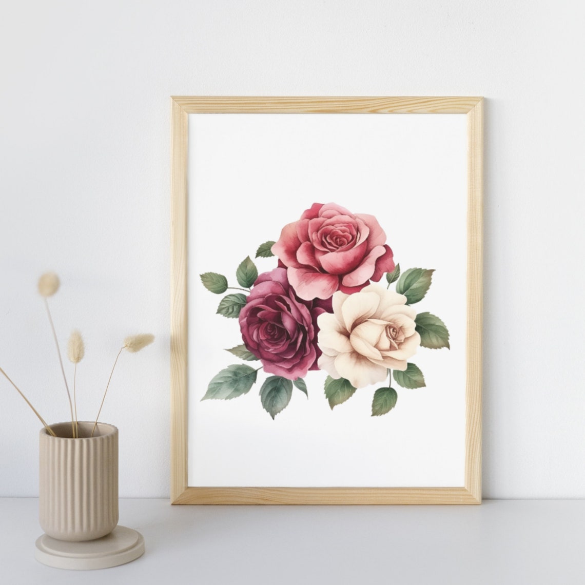 Burgundy & Cream Roses Clipart, Watercolor Roses, Roses Clipart, Blush ...