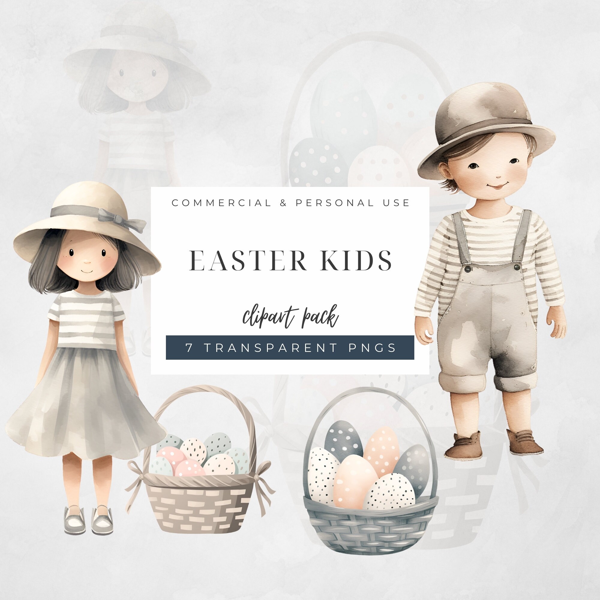 Easter Kids Clipart, Neutral Easter Kids Clipart Bundle, Easter Clipart ...