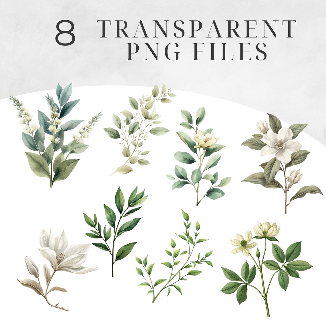 Botanical Stems Clipart, Watercolor Bundle Clipart, Botanical Clipart ...