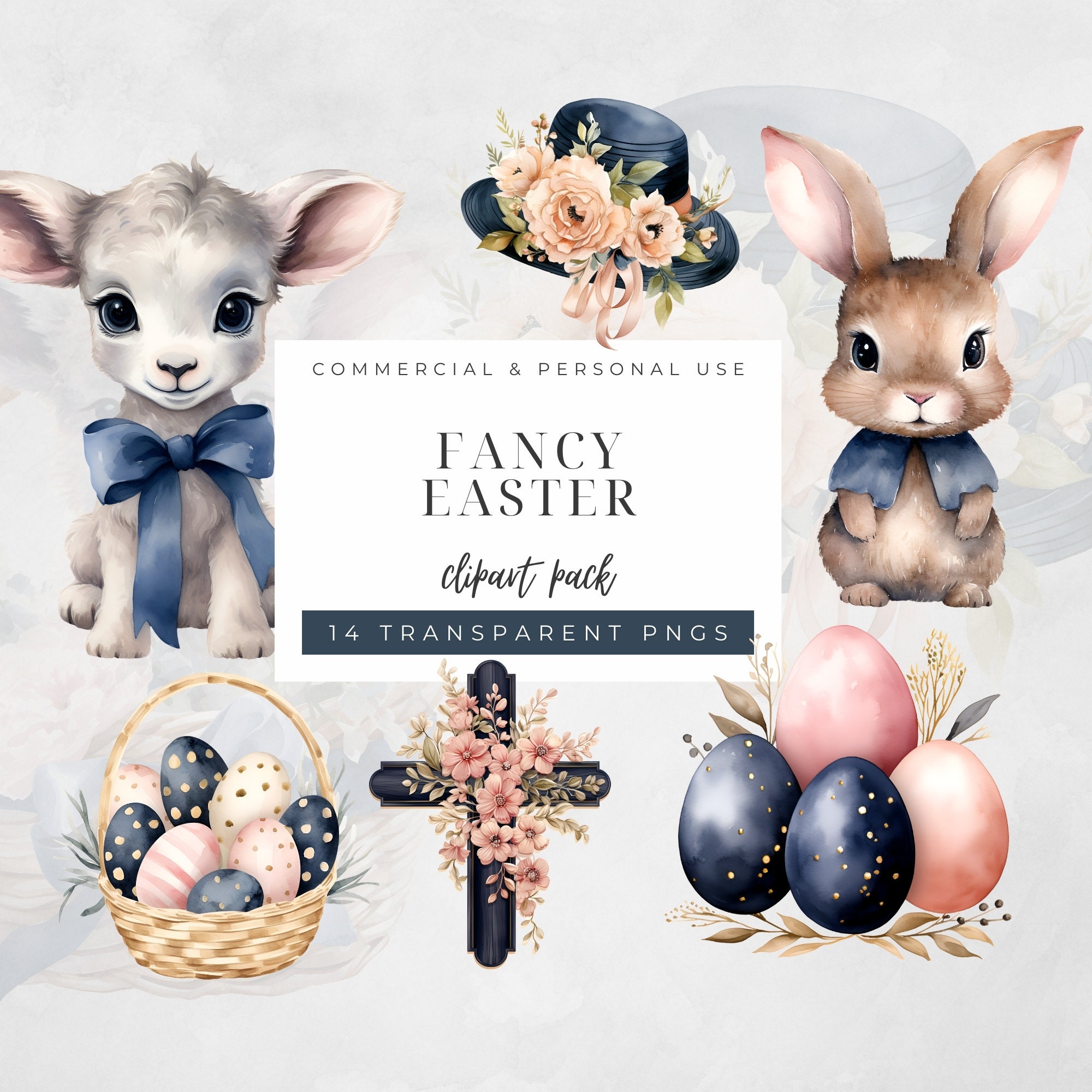 Watercolor Easter Clipart Bundle, Easter Bunny Clipart, Easter Floral ...