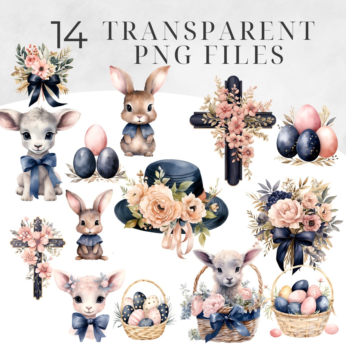 Watercolor Easter Clipart Bundle, Easter Bunny Clipart, Easter Floral ...