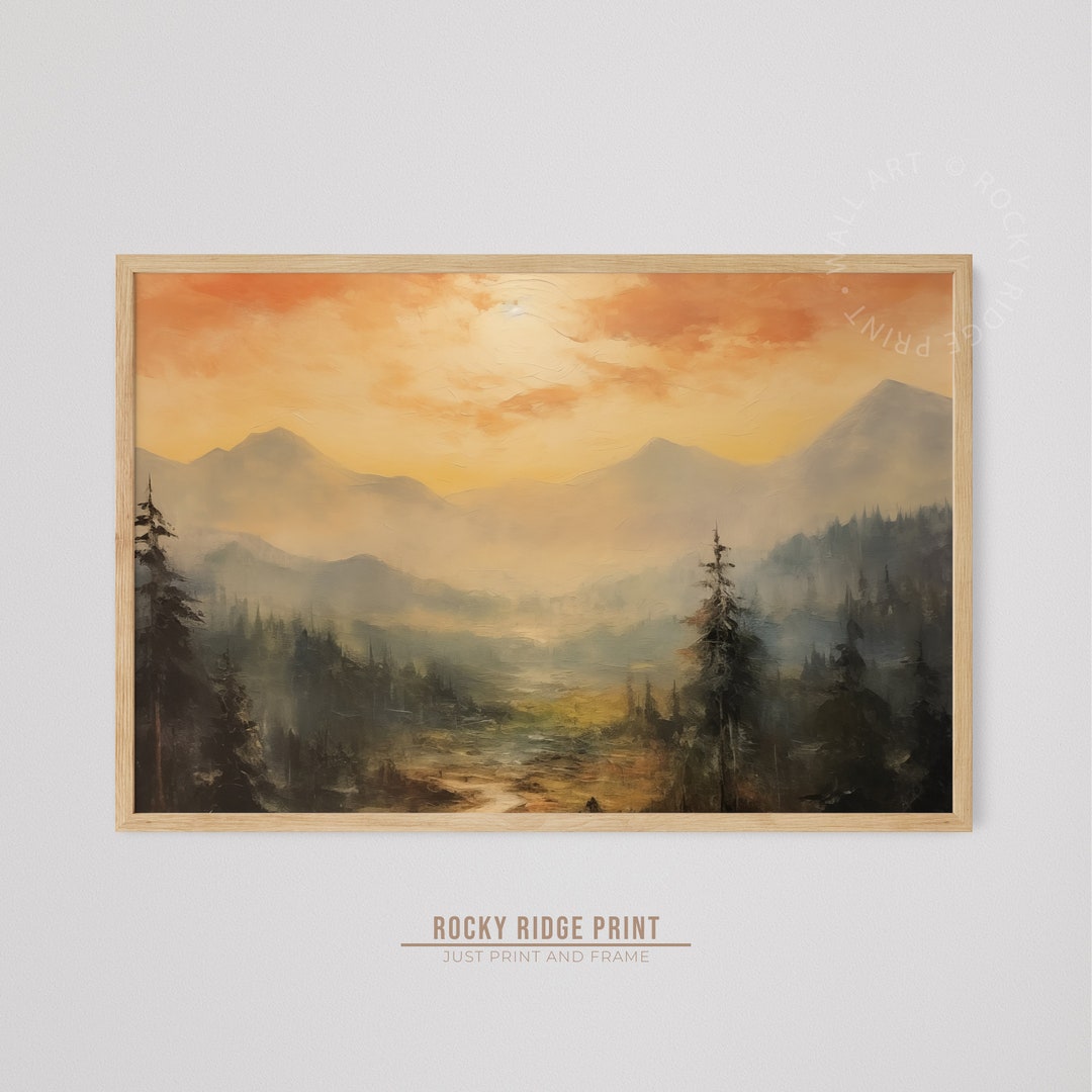 Printable Mountain Landscape Digital Download Dark Vintage Art Wall Art ...