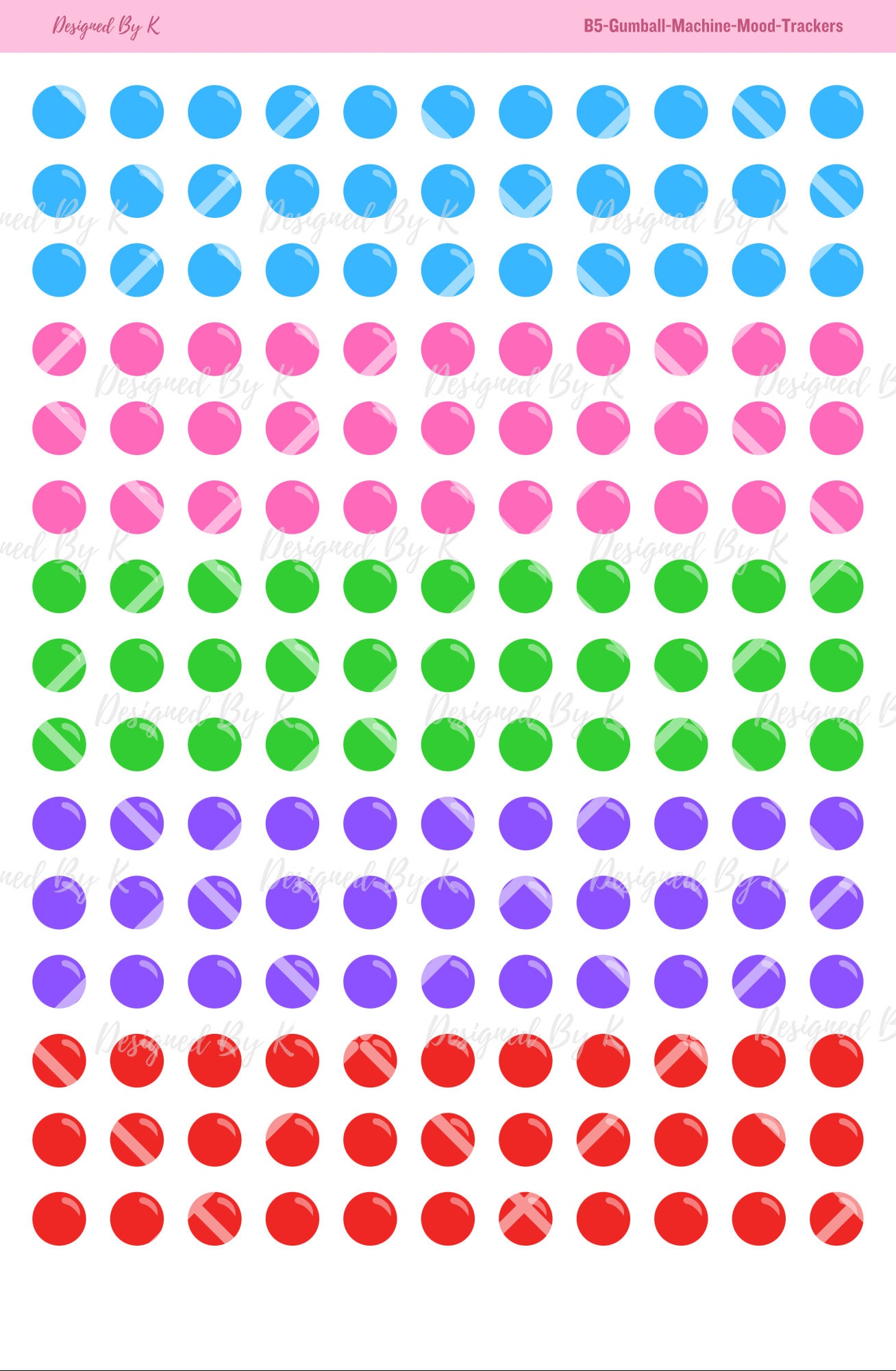 Cute, Fun Gumball Machine Mood Tracker Printable Stickers for Bullet ...