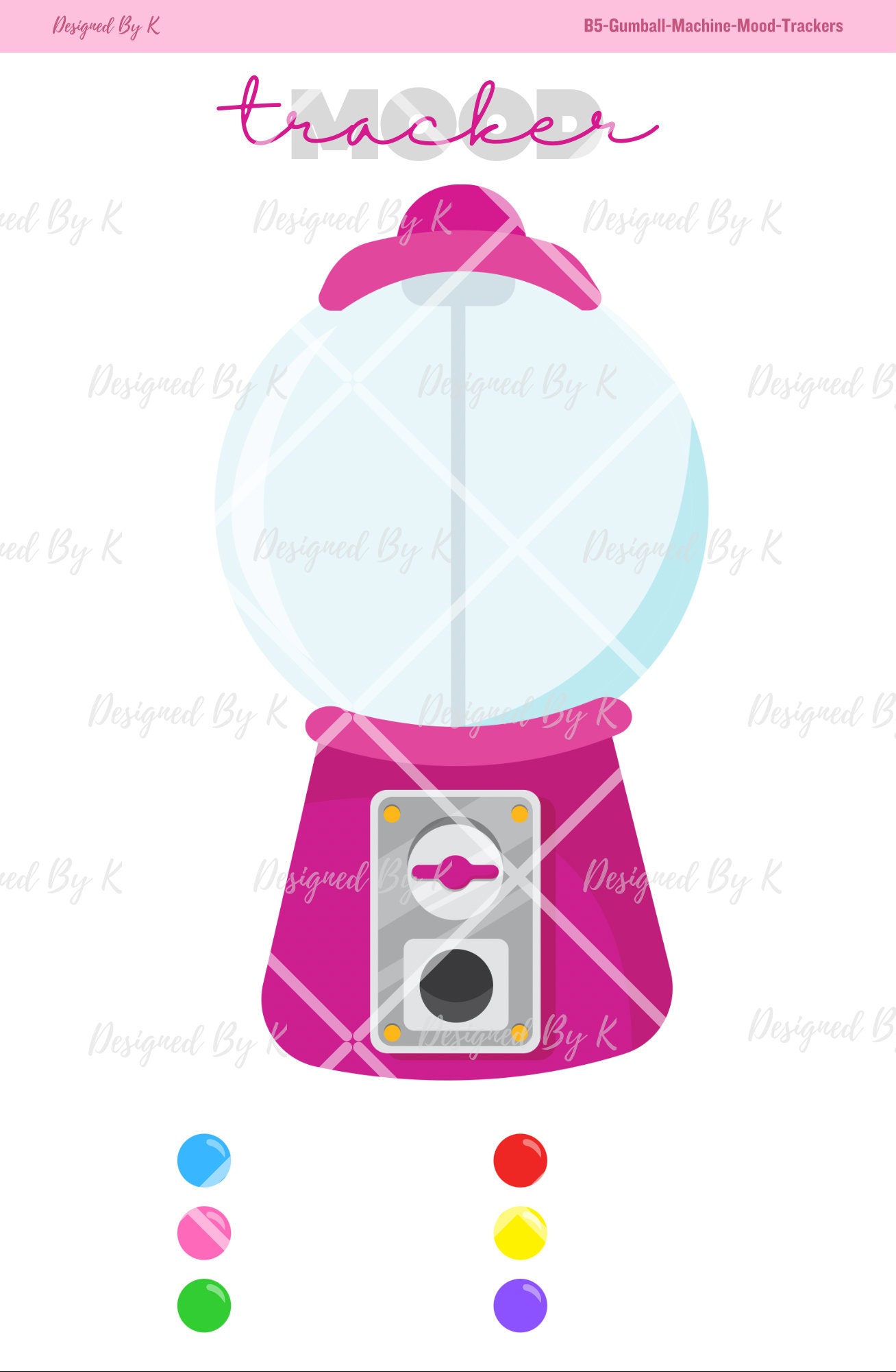 Cute, Fun Gumball Machine Mood Tracker Printable Stickers for Bullet Journals and Planners - Etsy