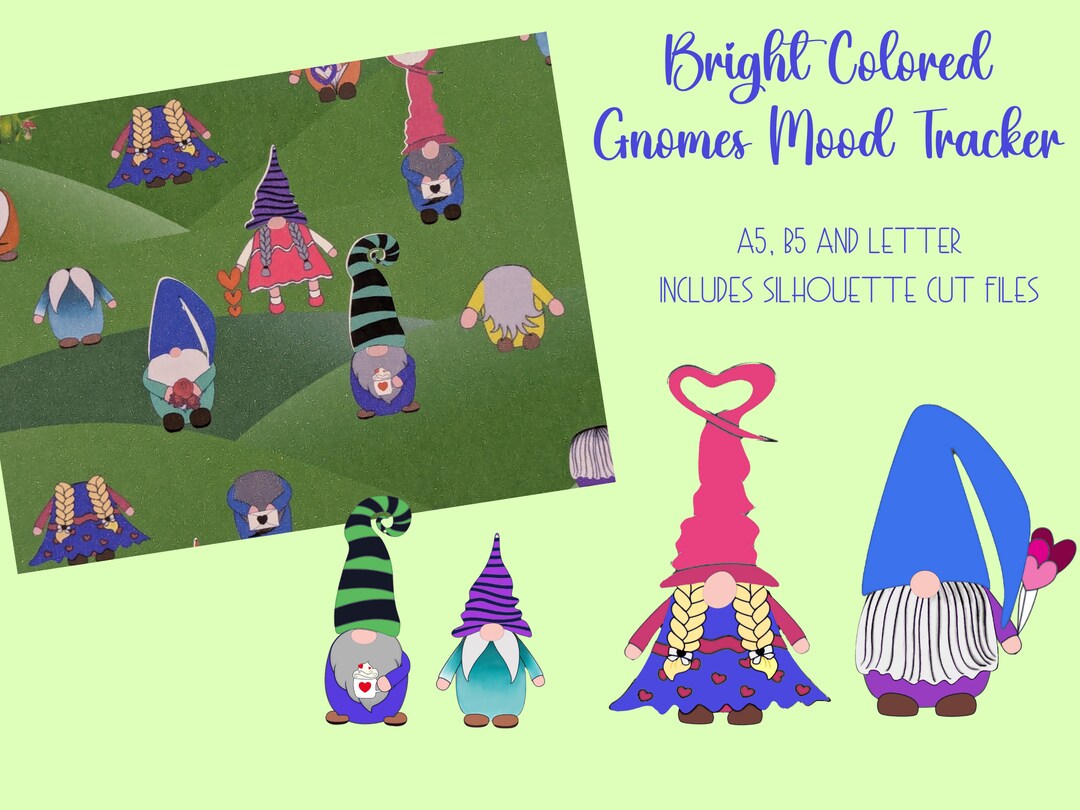 Printable Unique, Bright Gnomes Mood Tracker for Bullet Journals and ...