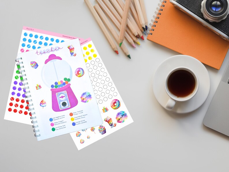 Cute, Fun Gumball Machine Mood Tracker Printable Stickers for Bullet ...