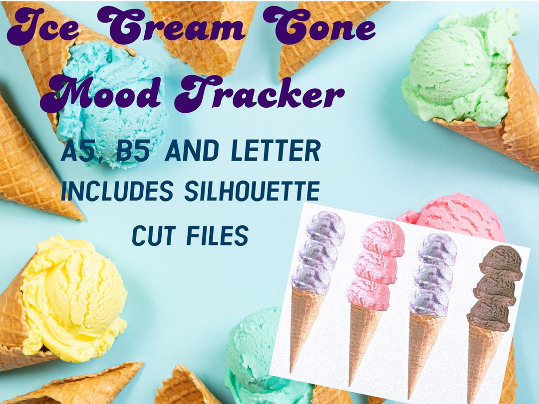Printable Unique Ice Cream Cone Mood Tracker for Bullet Journals and ...