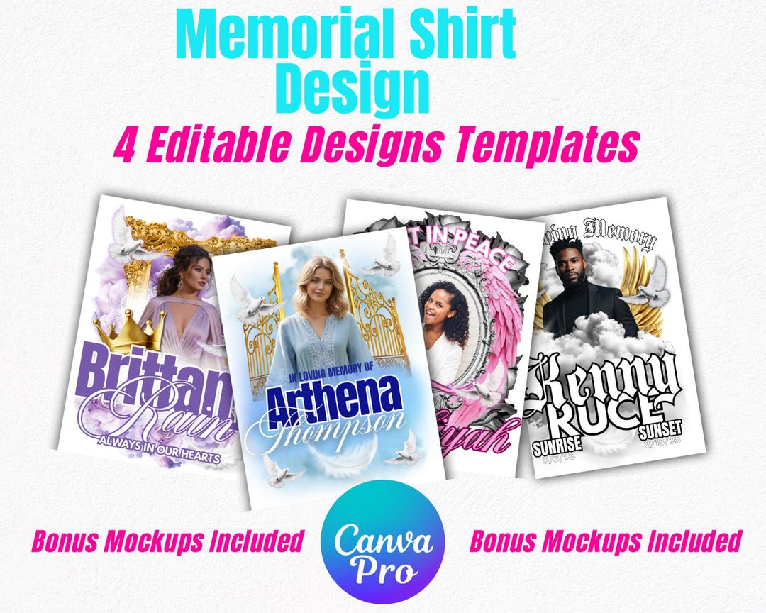 Memorial Shirt Templates (bonus Mockups Included) - Etsy