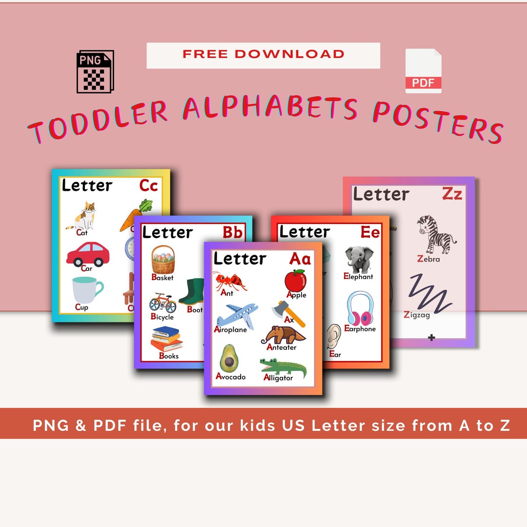 Buy Alphabet Posters Printable Alphabet Educational Posters Learning ...
