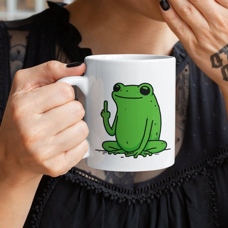 Funny Middle Finger Frog Mug, Frog Lover Gift, Rude Middle Finger ...