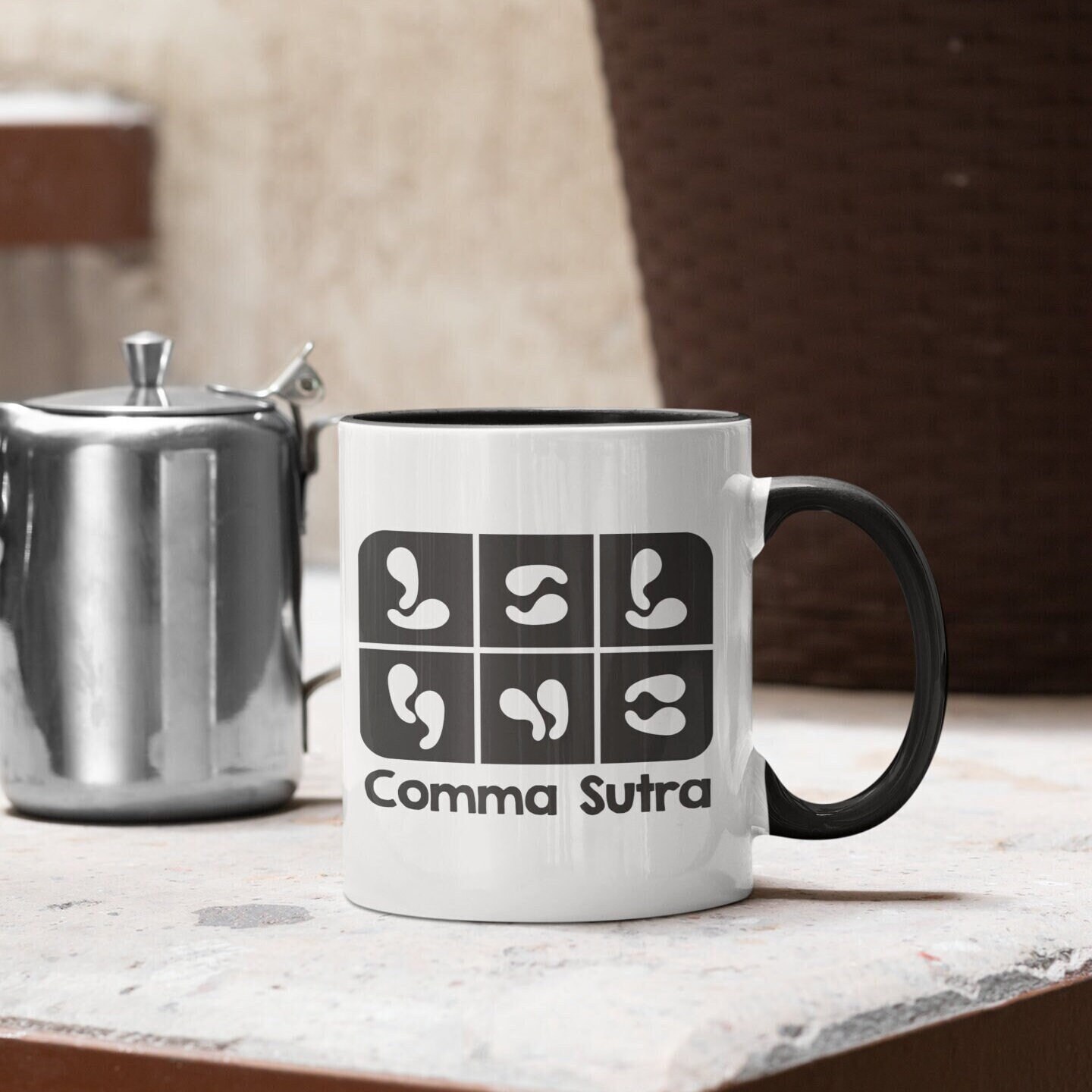 Comma Sutra Pun Mug, Punny Word Mug, Adult Humor Gag Gift, Comma Mug ...