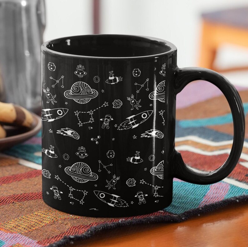 Space Adventure Astronomy Mug 11oz Wrap Around Print, Cool Alien ...