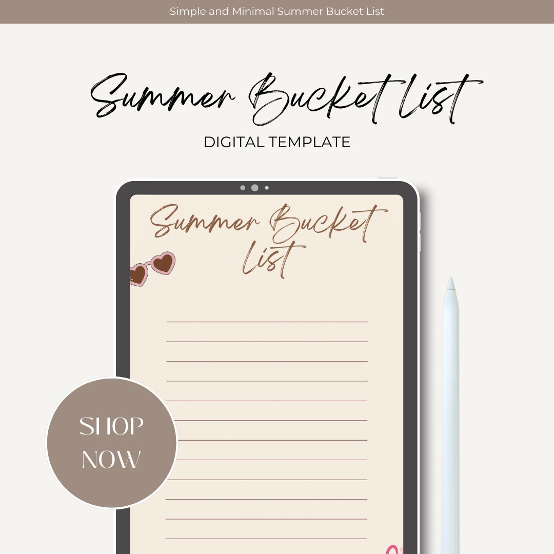 Printable Summer Bucket List, Printable Template List - Etsy