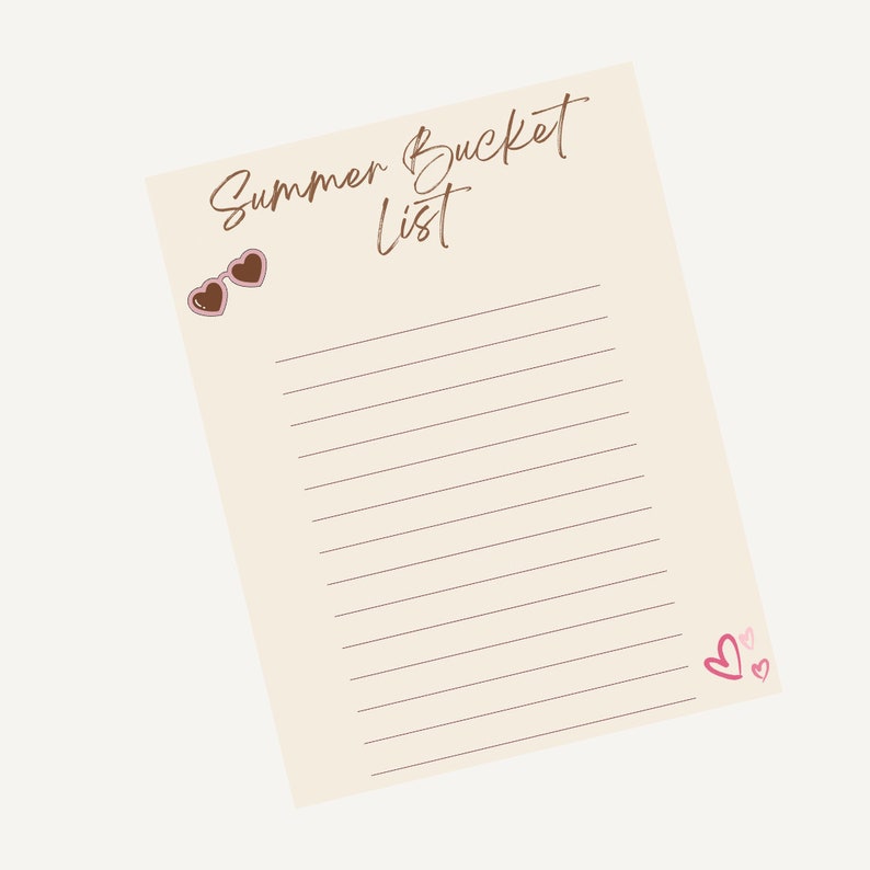 Printable Summer Bucket List, Printable Template List - Etsy