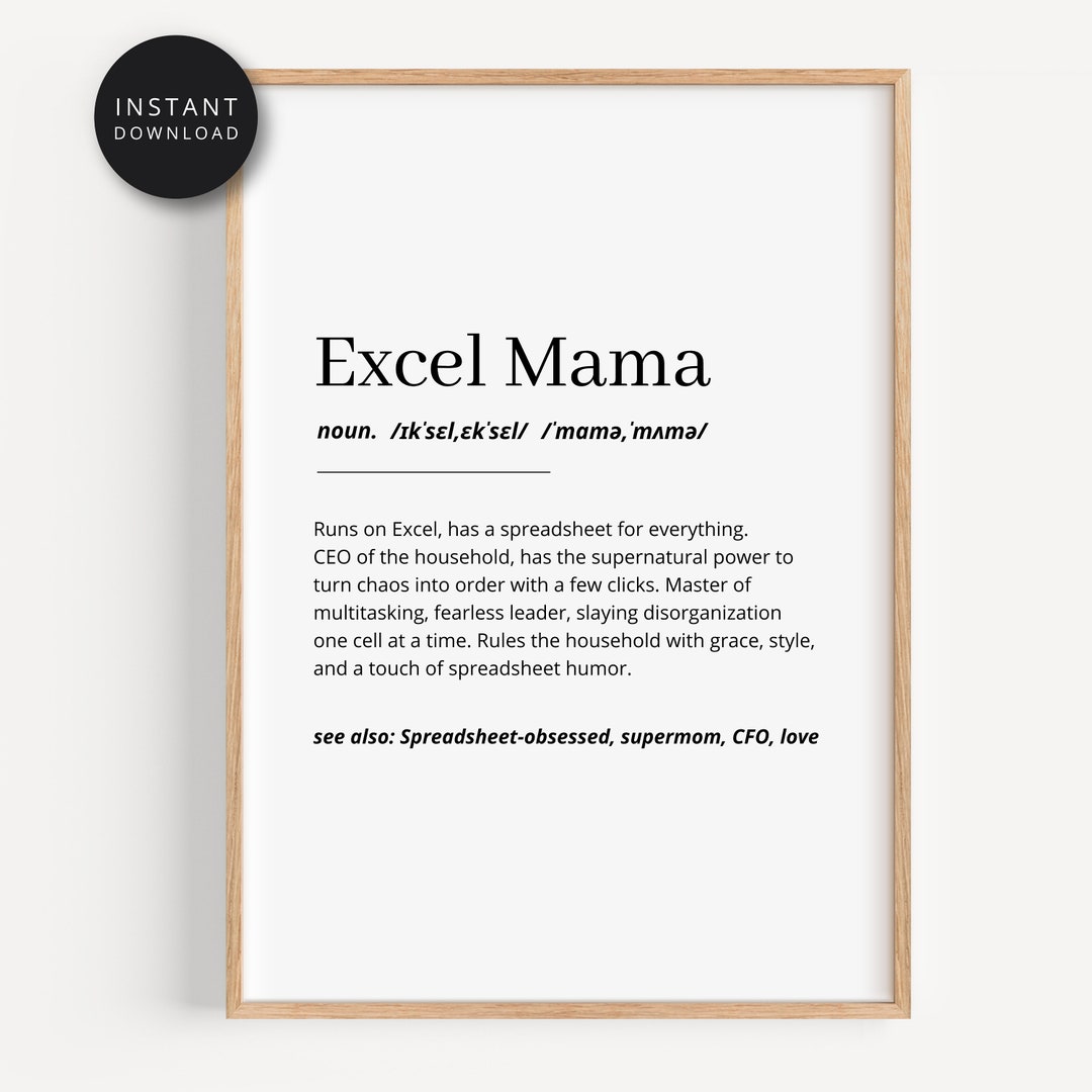 Mama Art Printable for Mums Excel Spreadsheets Moms Gift for Moms Excel ...