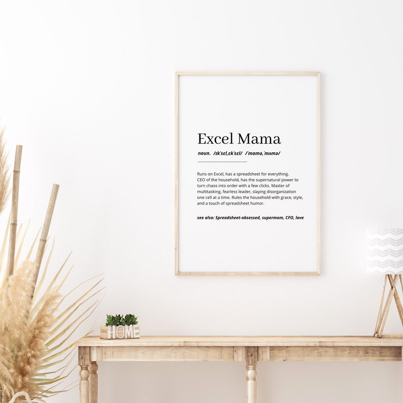 Mama Art Printable for Mums Excel Spreadsheets Moms Gift for Moms Excel ...