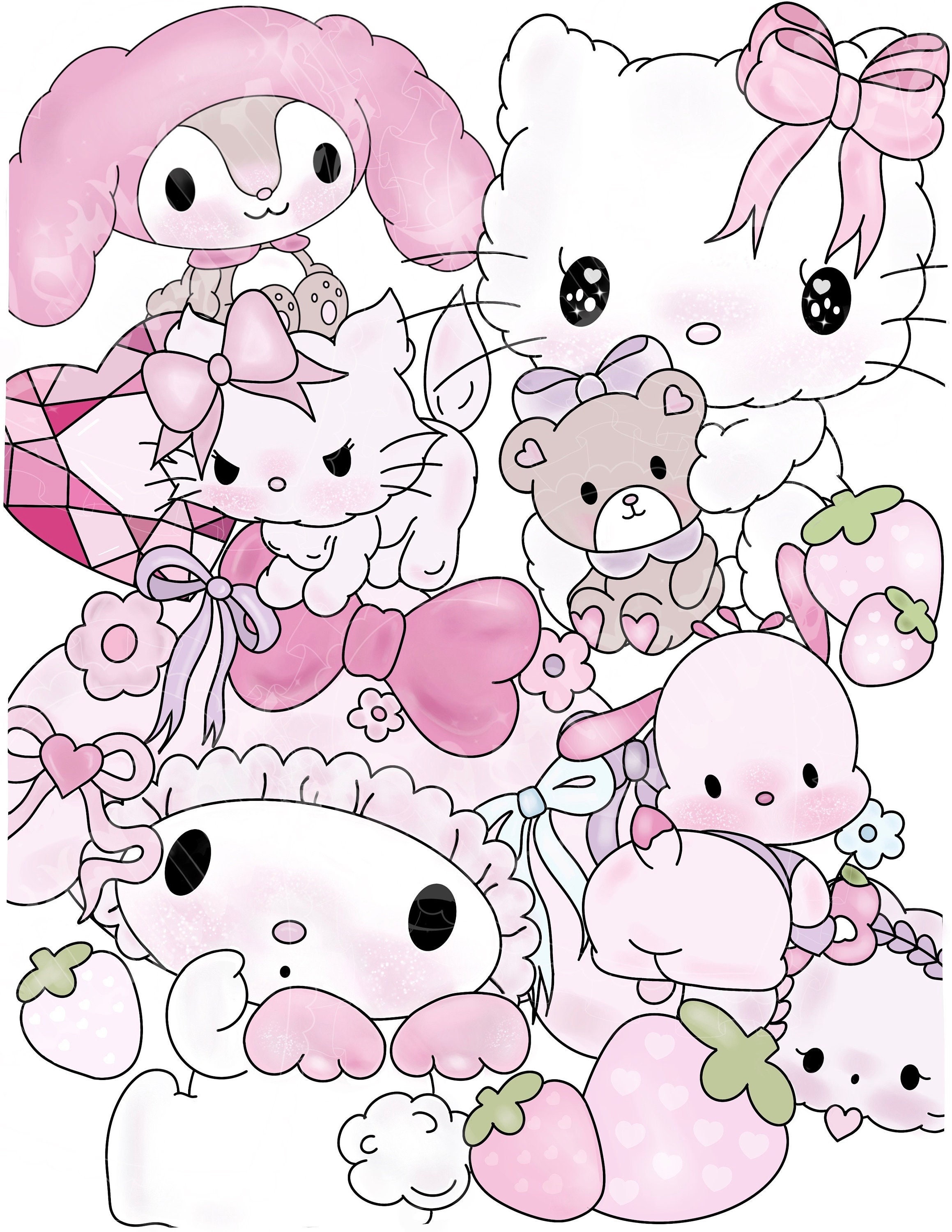 Art Print- Sanrio Characters 8x10 Japanese Super Cute Kawaii My Melody ...