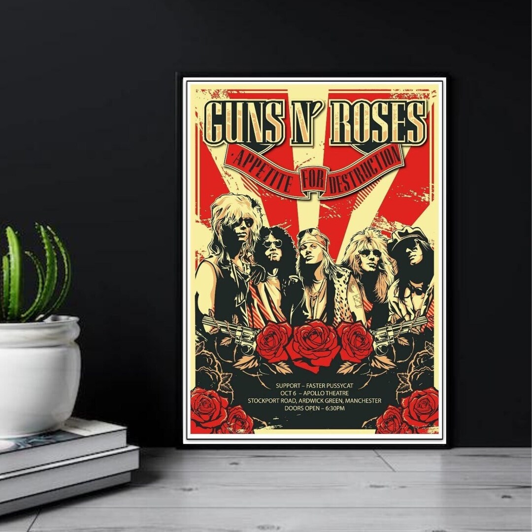 Guns N Roses Poster, Rock Poster, Vintage Poster, Aesthetic Poster ...