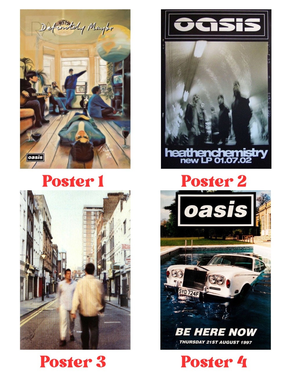 Oasis Poster, Britpop Poster, Vintage Poster, Aesthetic Poster, Gift ...