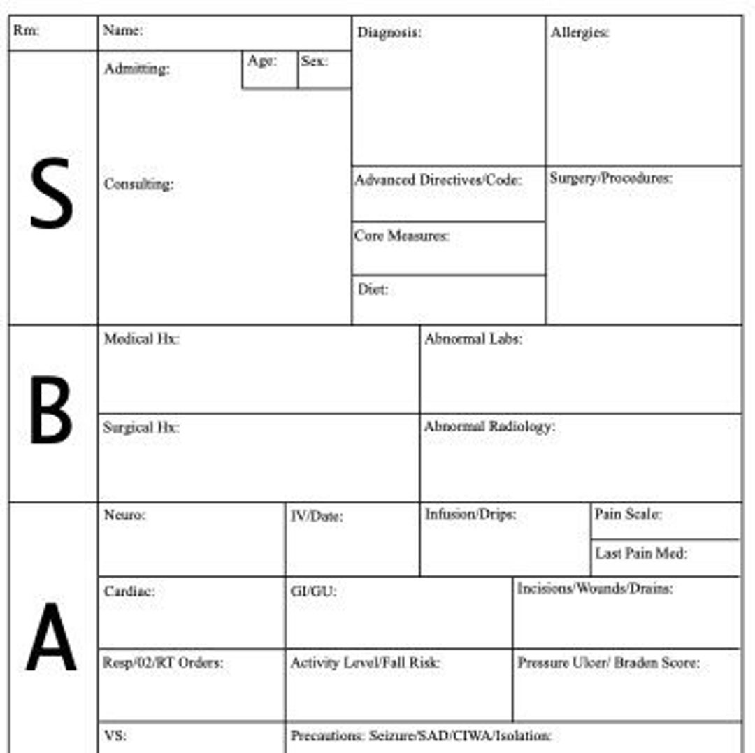 Bedside Nurse Report Sheet - Etsy