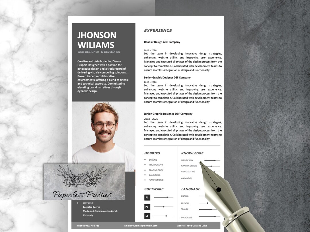 Stylish Modern Digital Resume Template for Web Designers & Developers ...