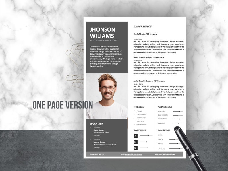 Stylish Modern Digital Resume Template for Web Designers & Developers ...