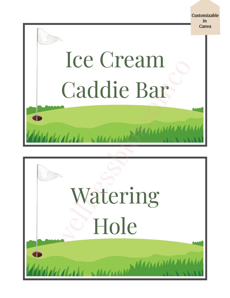 Golf-themed Food Labels | Editable in Canva | 8 per Page | Flat Party ...