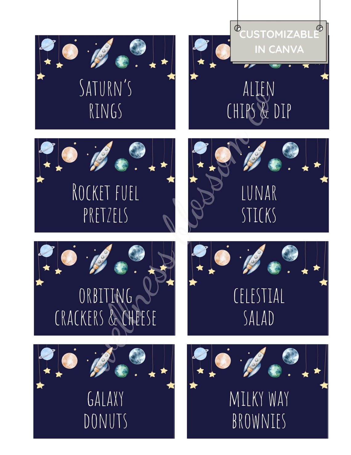 Space Themed Food Labels: Galaxy Birthday, Baby Shower (printable PDF ...