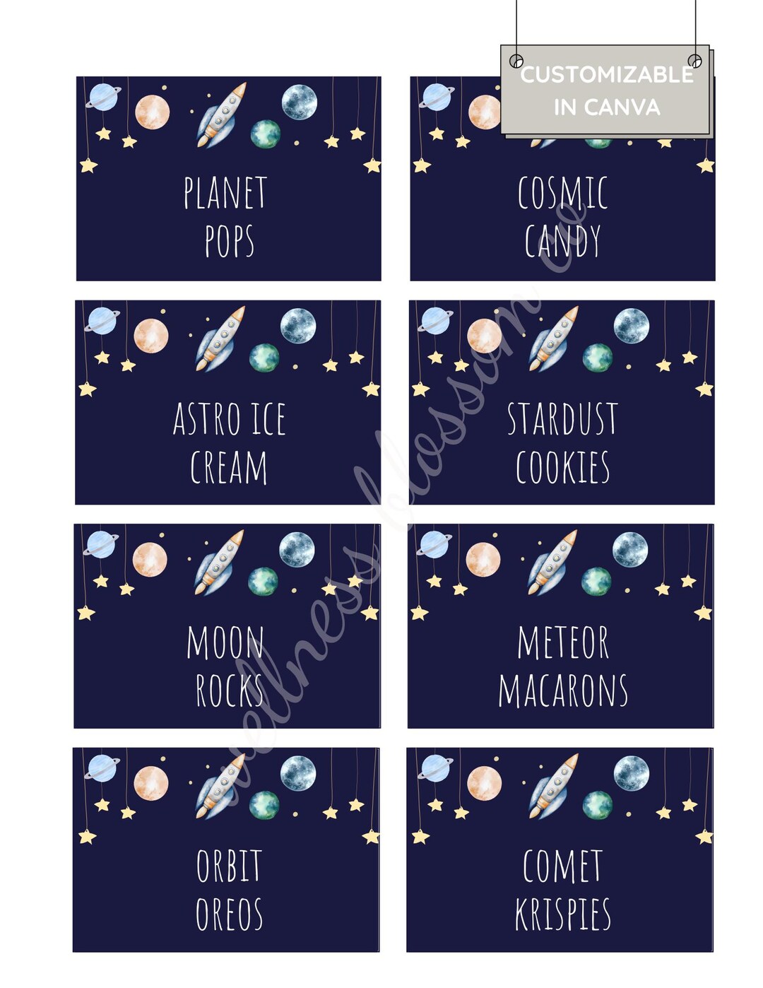 Space Themed Food Labels: Galaxy Birthday, Baby Shower (printable PDF ...