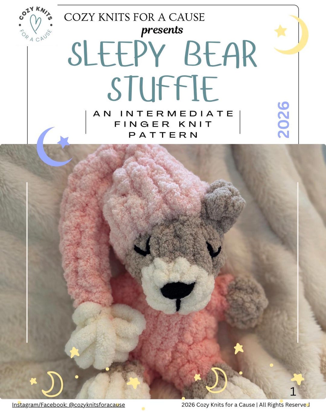 Chunky Knit Sleepy Bear Stuffie PDF Written Pattern W Pictures(no Video ...