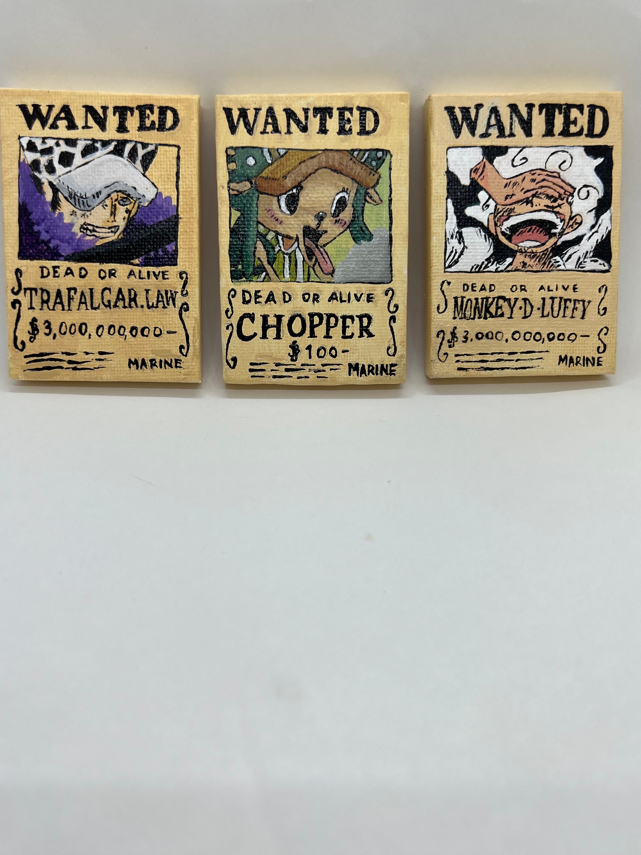Monkey D Luffy Wanted Poster Mini Acrylic Painting - Etsy