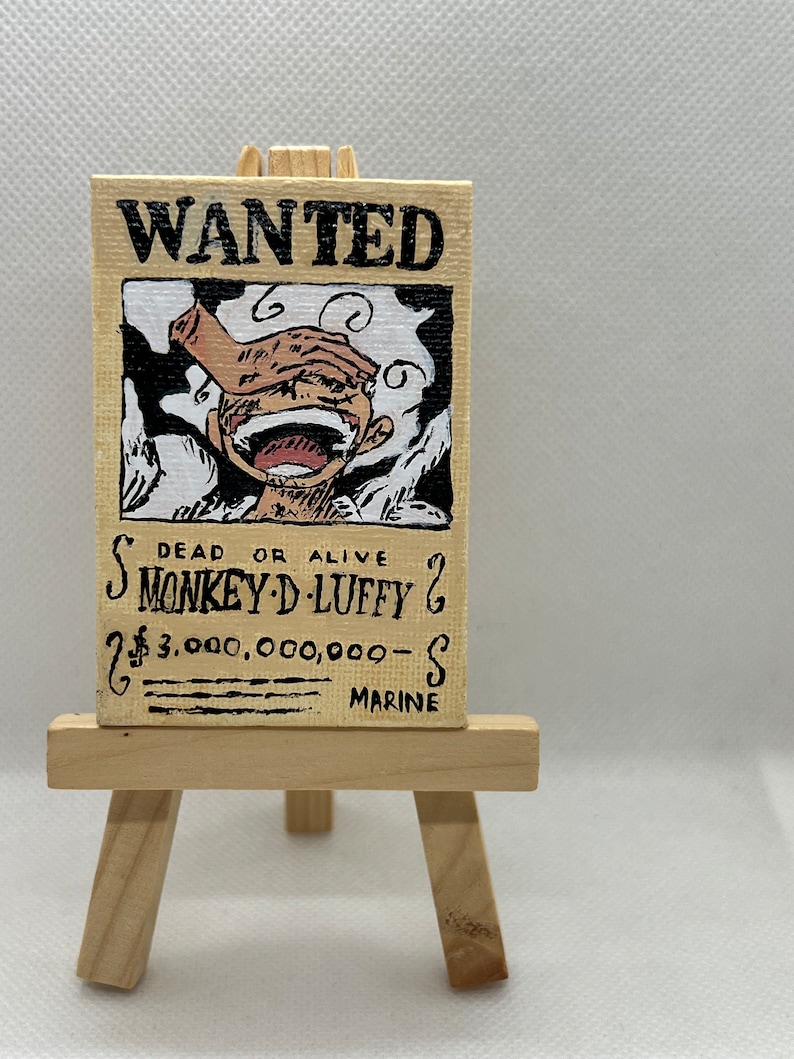 Monkey D Luffy Wanted Poster Mini Acrylic Painting - Etsy