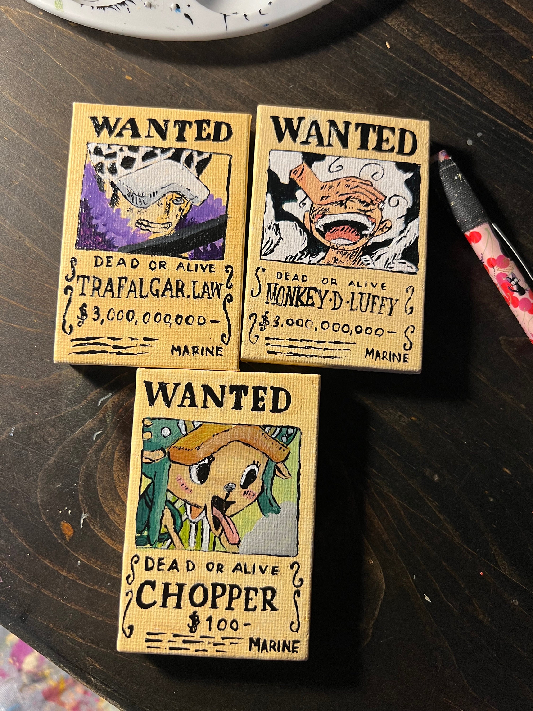 Trafalgar Law Wanted Poster Mini Acrylic Painting - Etsy