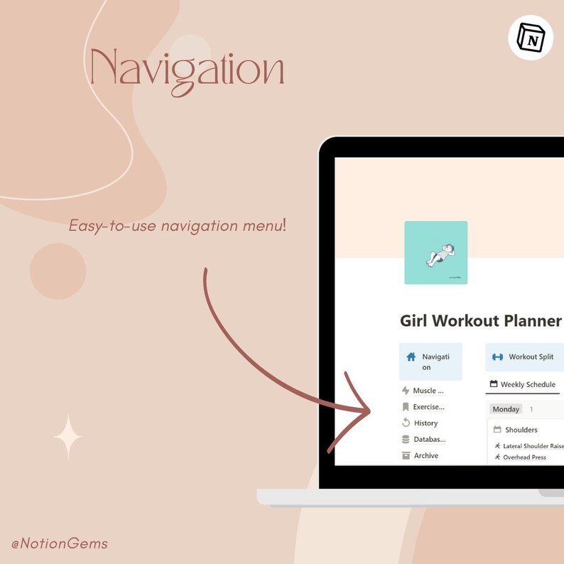 2024 New Notion Girl Workout Planner Template Aesthetic Minimalist Exercise Dashboard - Etsy