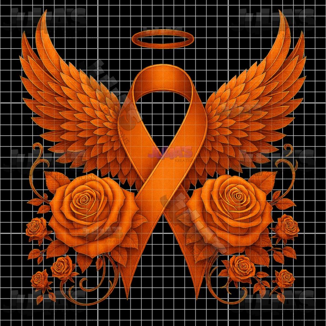 Orange Awareness Ribbon With Wings PNG: Memorial, ADHD (digital ...