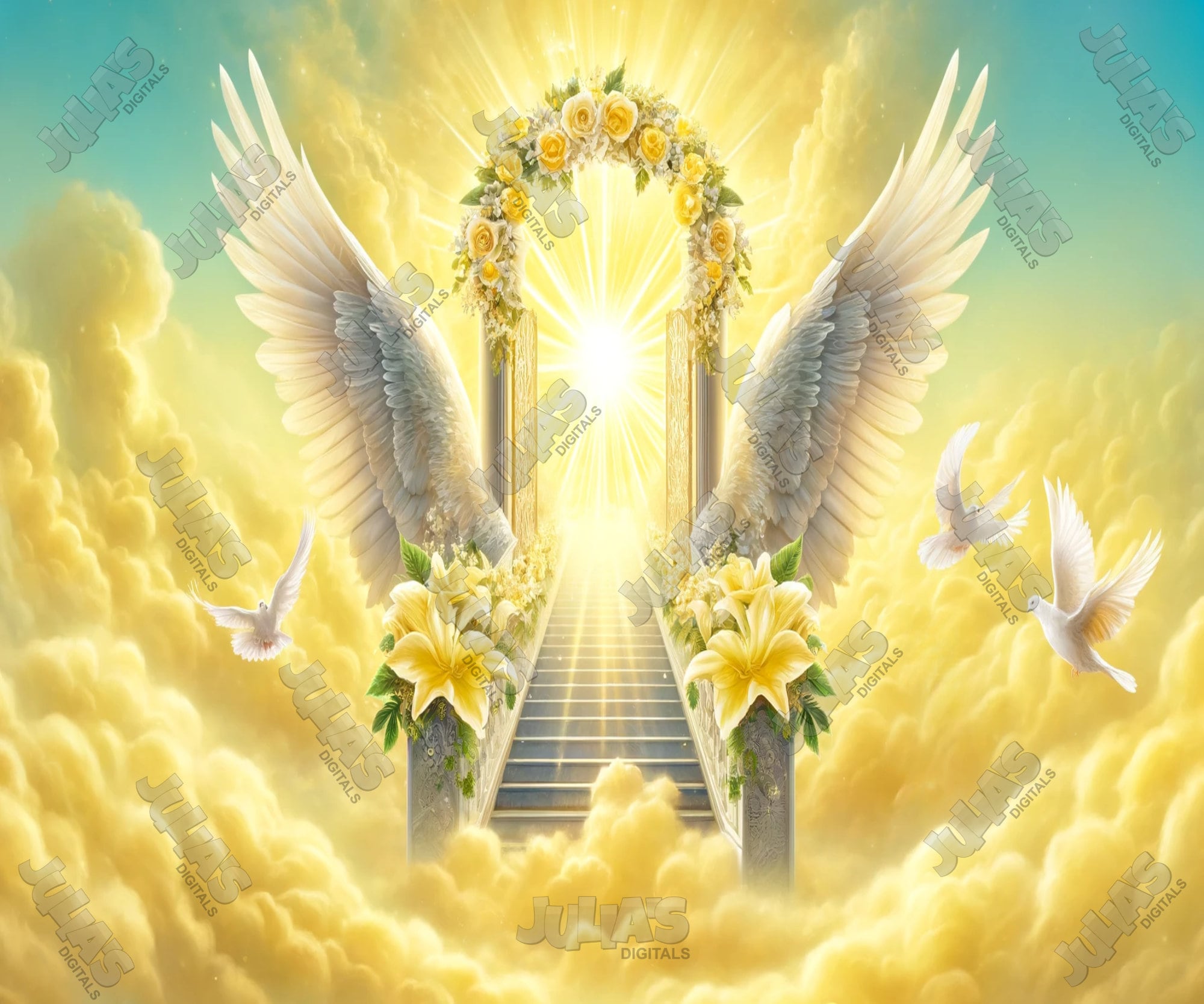 Memorial PNG: Golden Heavenly Stairway With Roses (digital Download) - Etsy