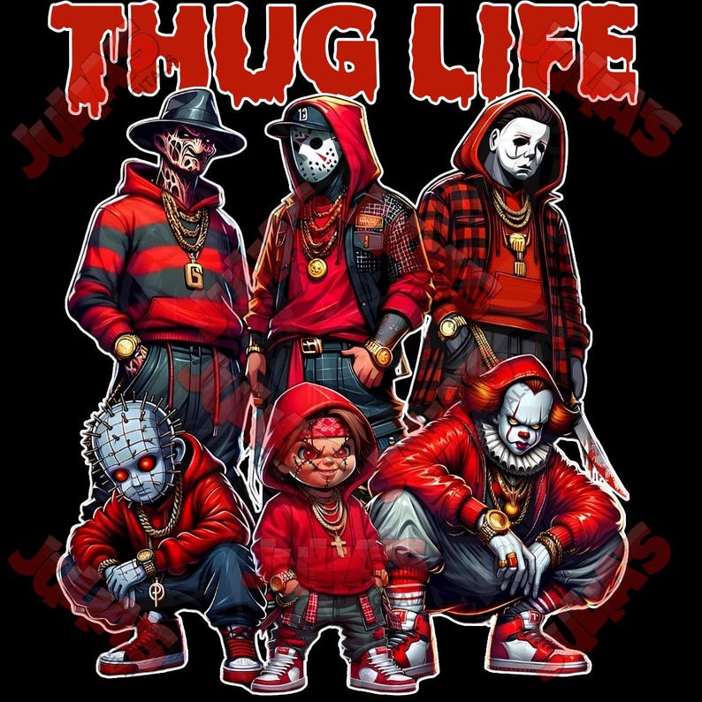 Thug Life Horror Icons Art Print: Hip-hop Style Horror Characters (PNG ...
