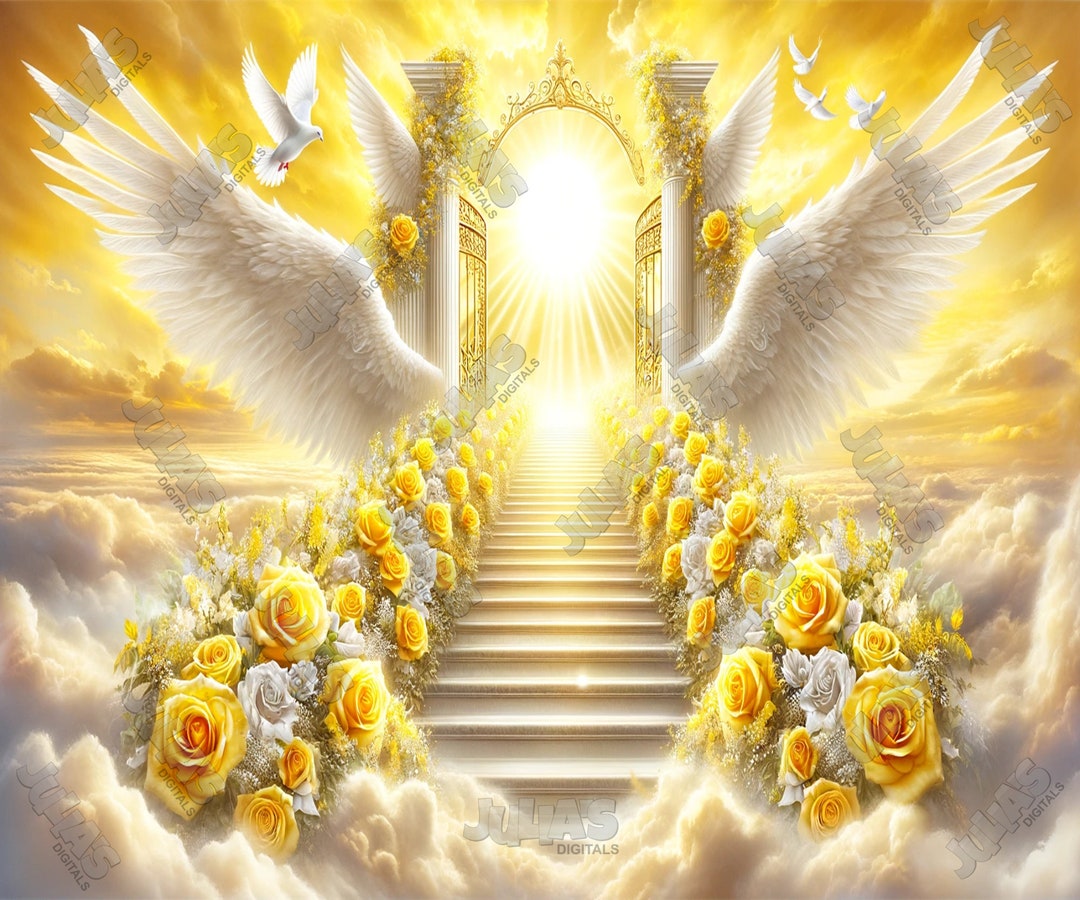 Memorial PNG: Golden Heavenly Stairway With Roses (digital Download) - Etsy