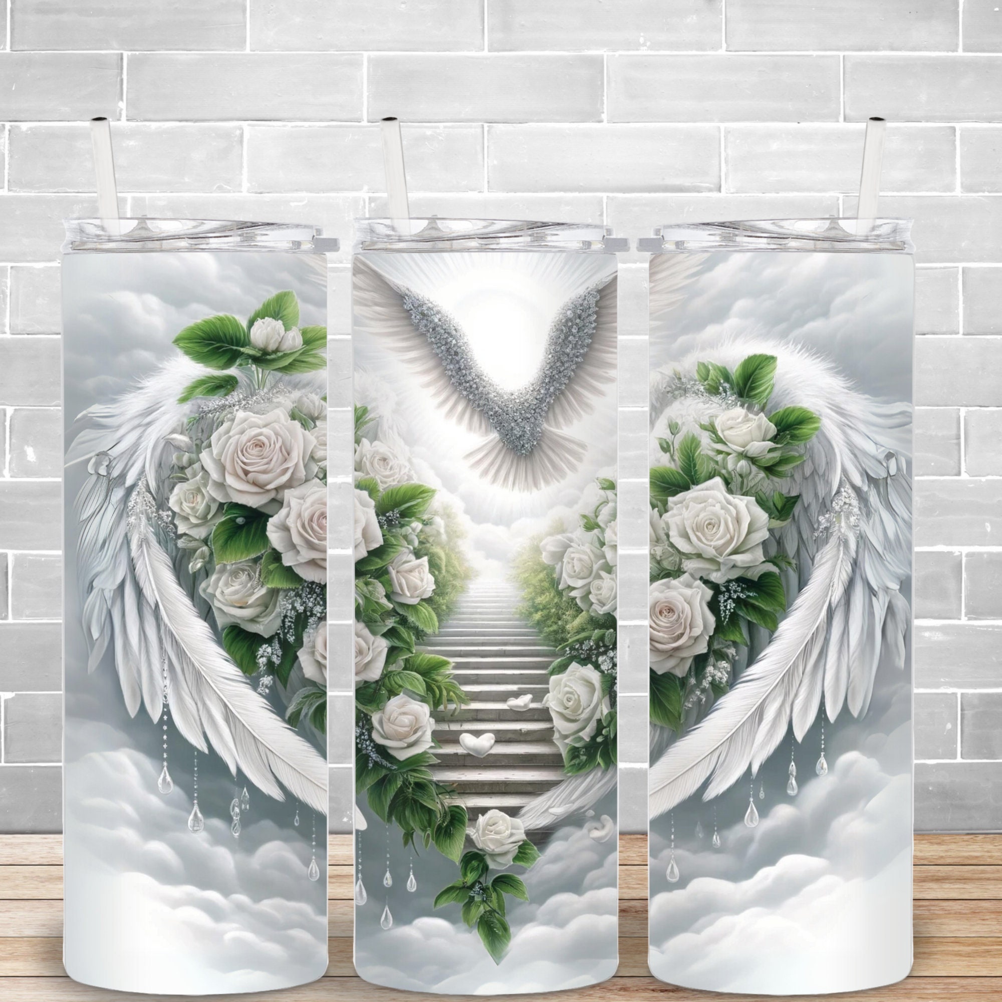 Memorial Tumbler Wrap PNG: in Loving Memory, Angel Wings (digital ...