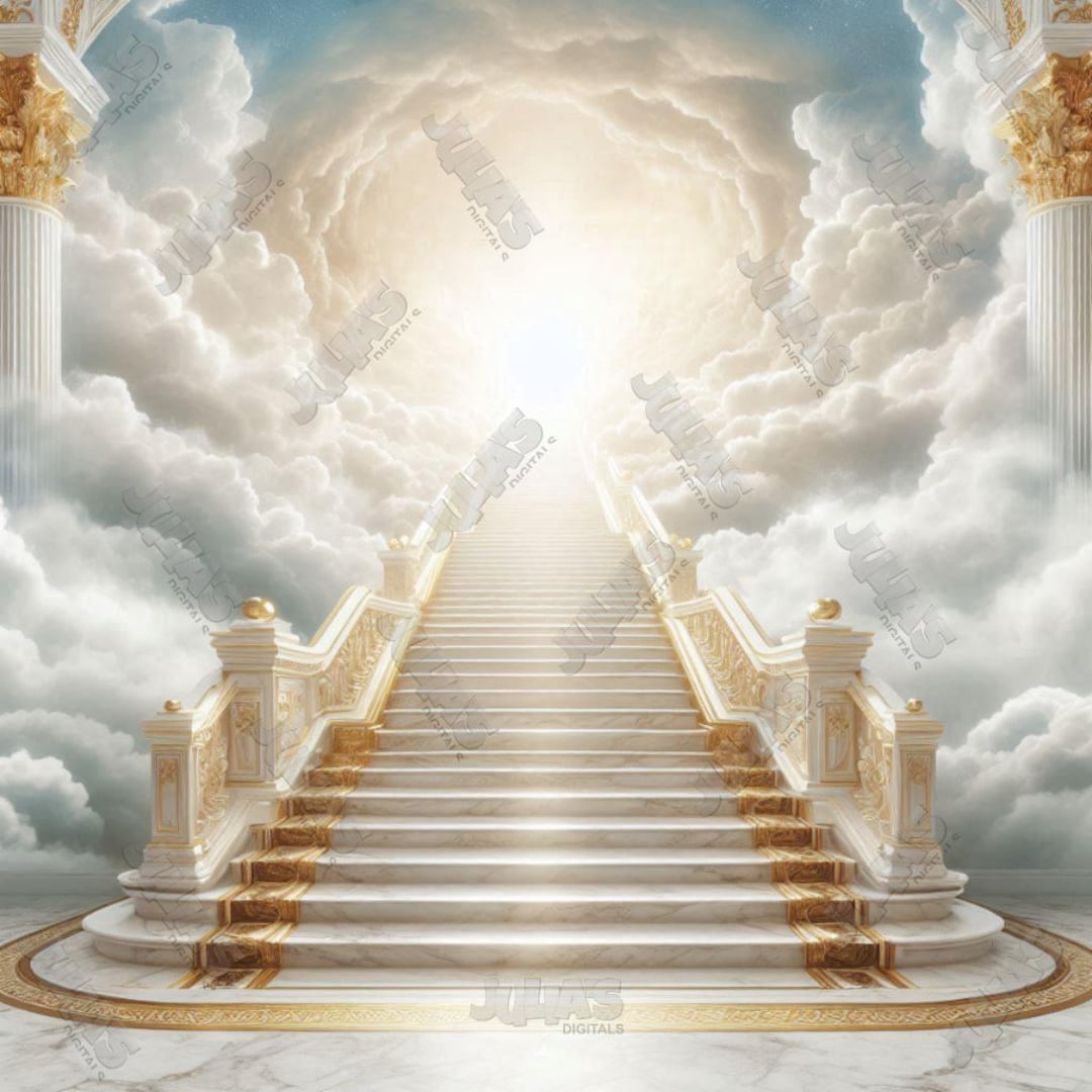 Memorial Stairway to Heaven PNG: Gold & White Clouds (digital Download ...