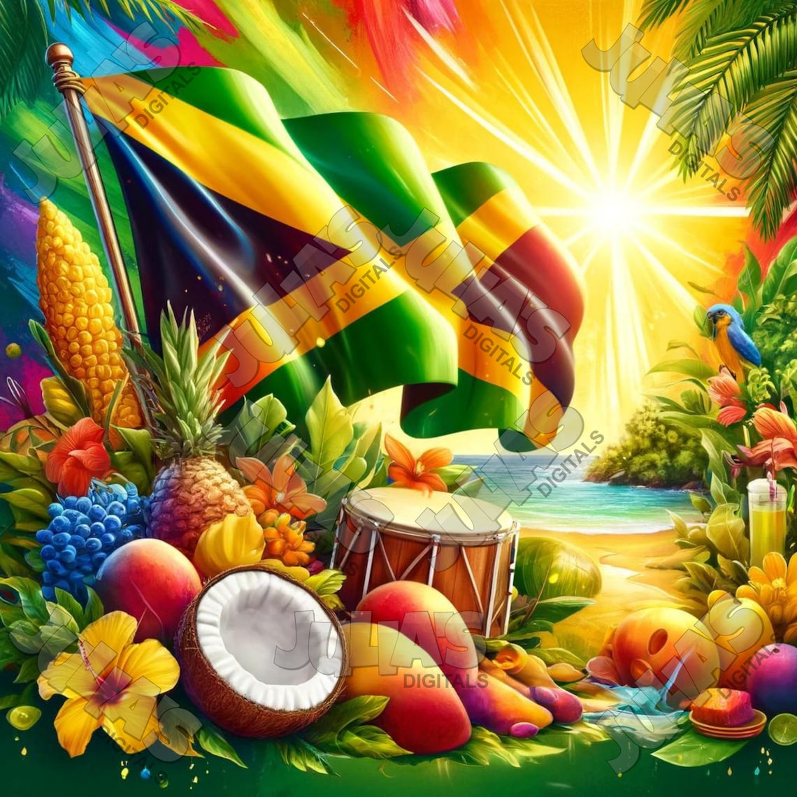 Jamaican Flag, Jamaica Digital Art, Pride, Caribbean, Tumbler Design ...