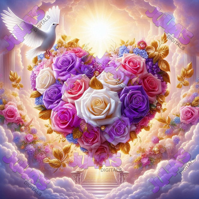 Memorial, Pink, Purple, Roses, Doves, Heaven, Heart, Wings, Angel ...