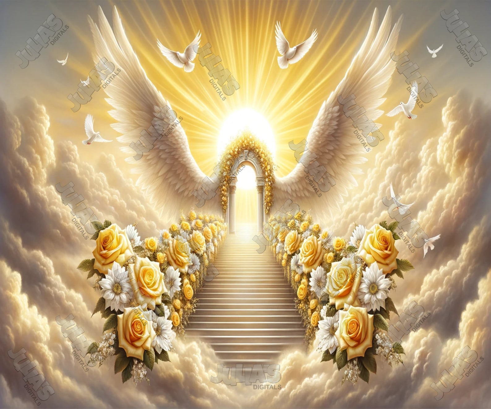 Memorial PNG: Golden Heavenly Stairway With Roses (digital Download) - Etsy