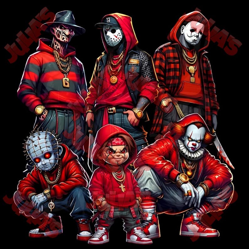 Thug Life Horror Icons Art Print: Hip-hop Style Horror Characters (PNG ...