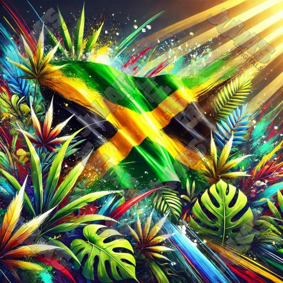 Jamaican Flag Cityscape PNG: Tropical Tumbler Design (digital Download ...