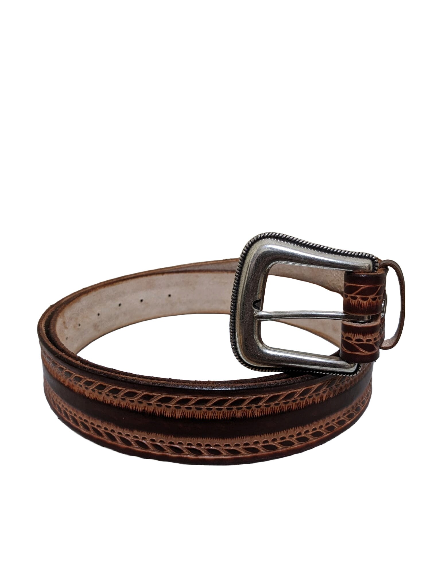 Rope Edge Embossed Leather Belt - Etsy
