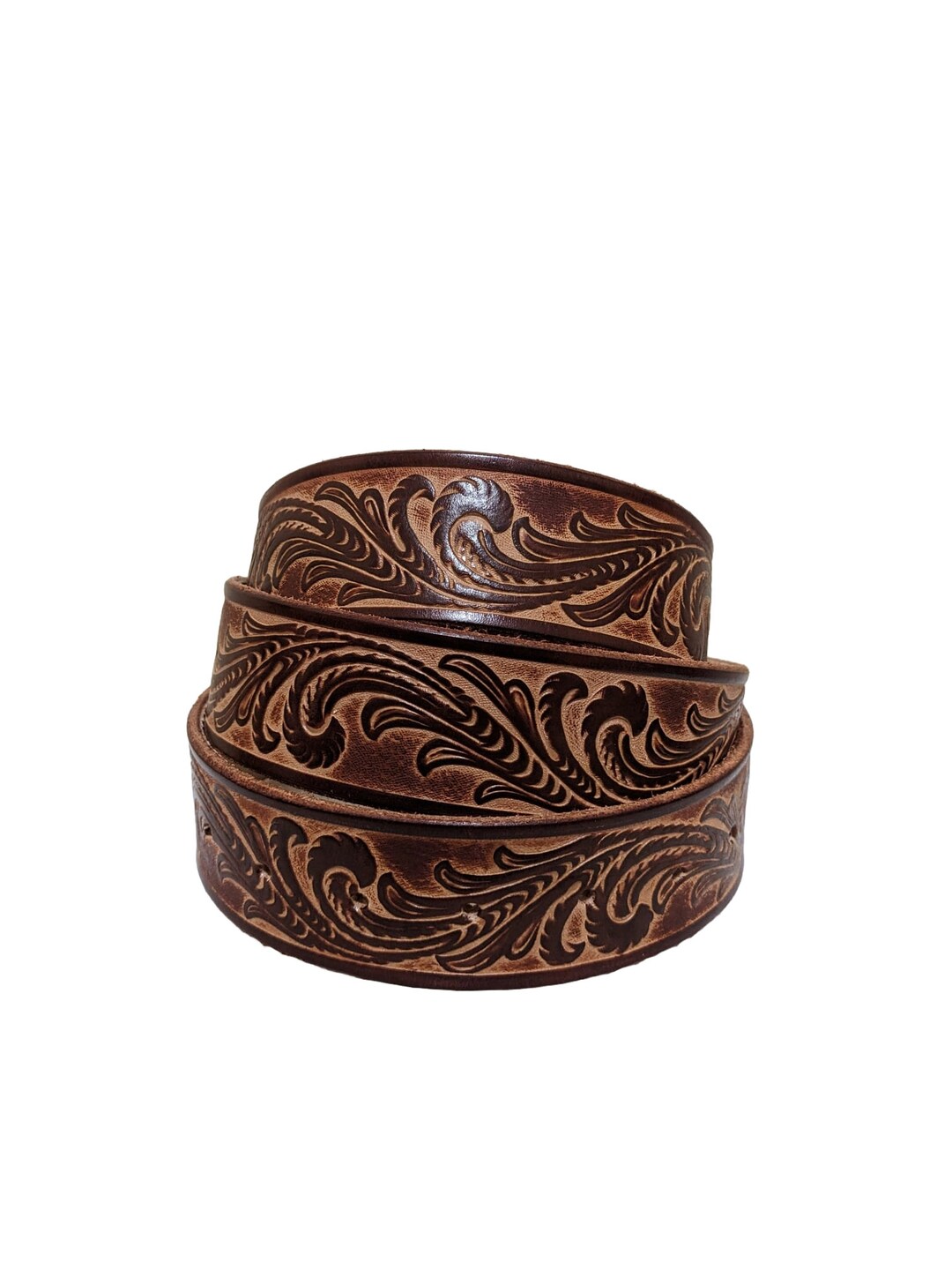 Running Floral Embossed Leather Belt - Etsy