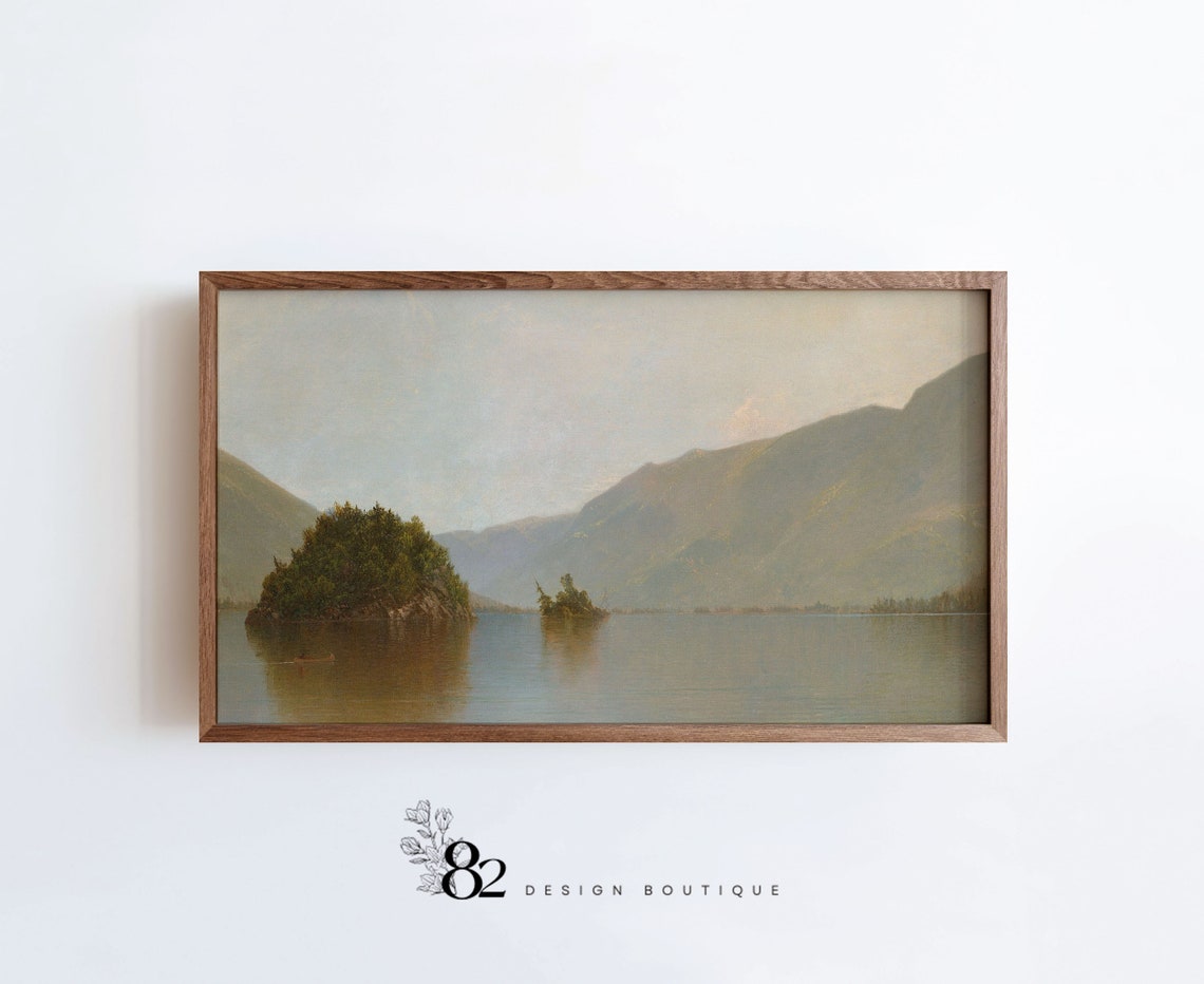 Lake Scene TV Art Vintage Frame TV Art Muted Tonal Frame TV Art Frametv ...