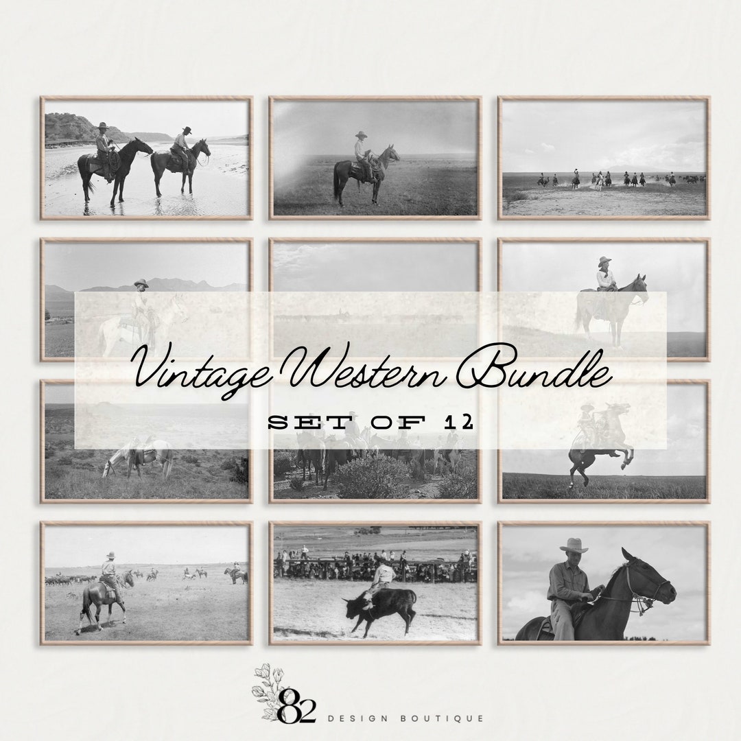 Western Frame TV Art Bundle Cowboy Frame TV Art Set Vintage Western ...